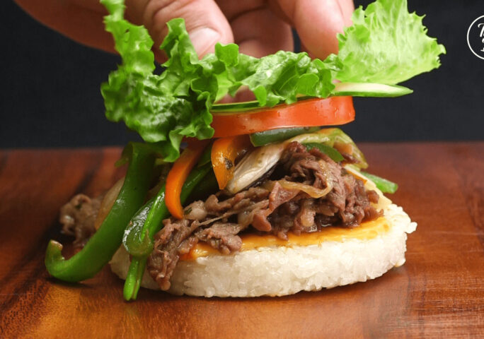 Philly Cheesesteak Rice Burger | beef recipes | dinner recipes | easy ...