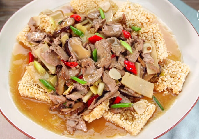 Pork in Lychee Sauce With Crispy Rice | cooking | crispy rice | pork ...