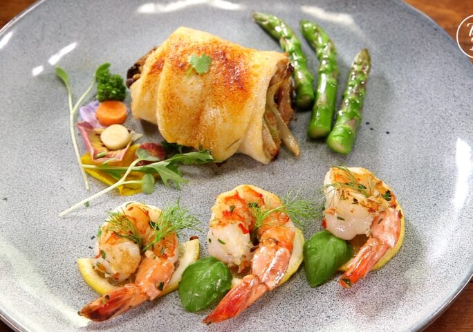 Mushroom Stuffed Fish Rolls With King Prawns | bass | catfish | dinner ...