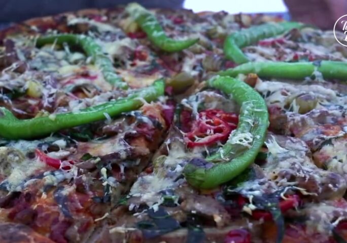 Cooking Campfire Steak Pizza on The Sadj Grill | pizza | steak ...