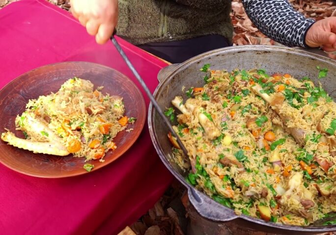 Countryside Turkey Pilaf on the Campfire | turkey | pilaf | Taste Life
